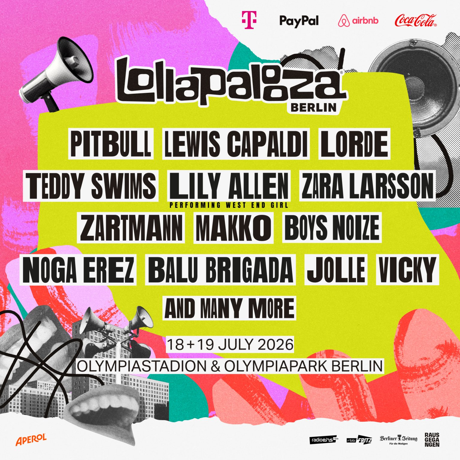 Lollapalooza 2026 first acts for 2026 - Olympiastadion Berlin